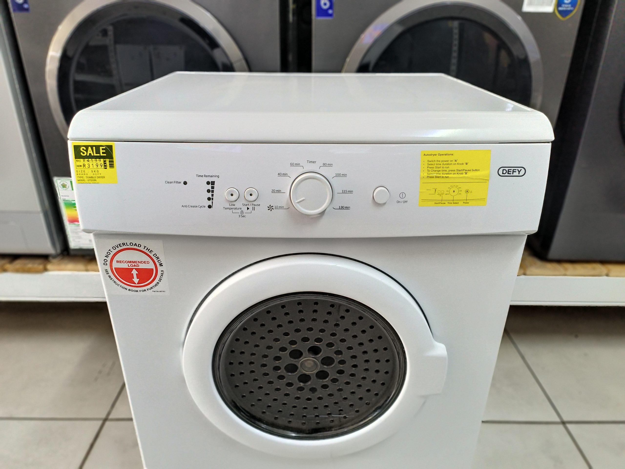 5KG DEFY DTD258 TUMBLE DRYER – WHITE – Appliance & Furniture King